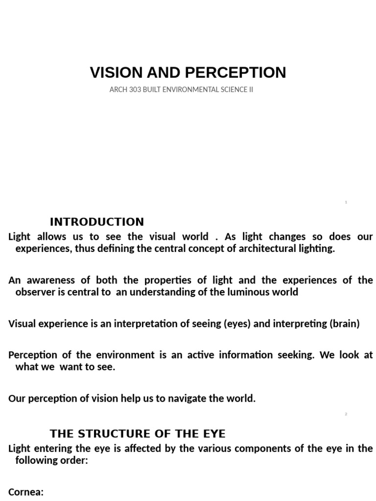 Understanding Vision and Perception in Lighting | PDF | Eye | Visual ...