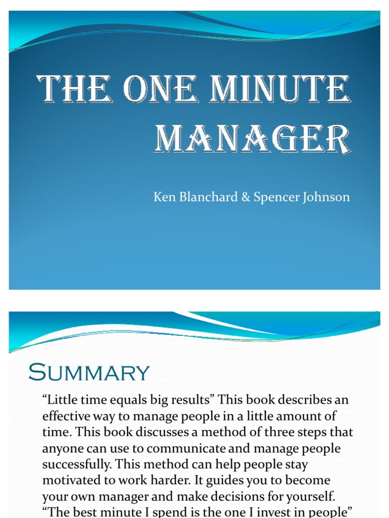 The One Minute Manager | PDF