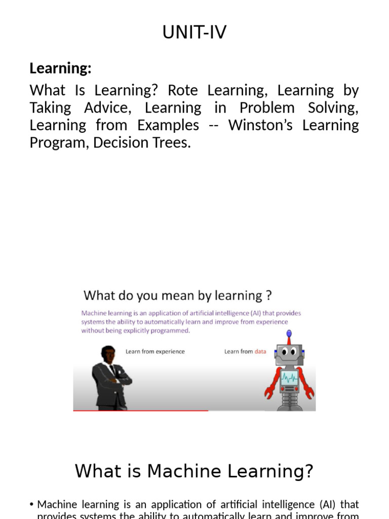 AI UNIT-4 PPT | PDF | Learning | Statistical Classification