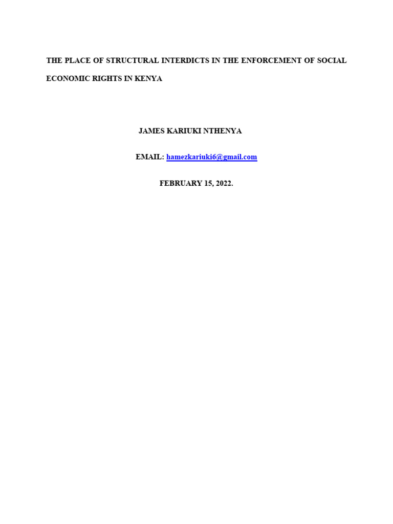 The Place of Structural Interdicts in TH | PDF | Separation Of Powers | Injunction