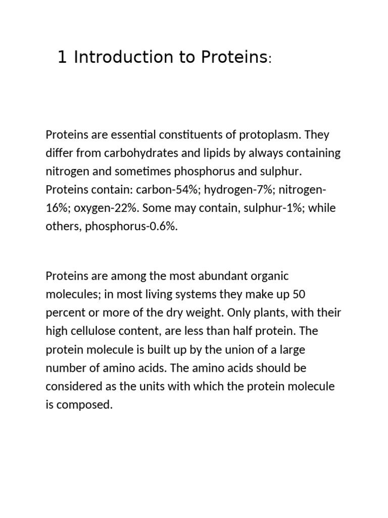 Introduction To Proteins | PDF | Proteolysis | Proteins