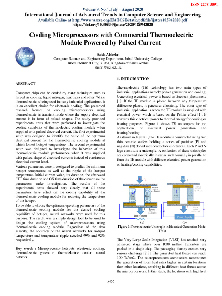 Cooling Microprocessors With Commercial Thermoelectric | PDF | Power ...