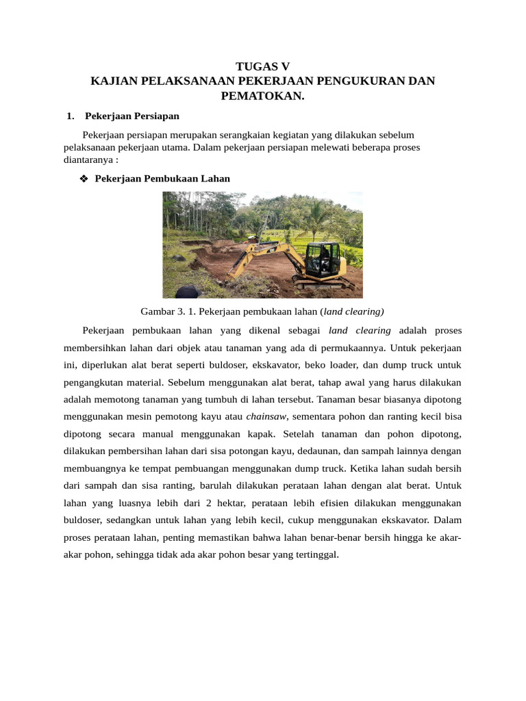 Tugas v Kajian Pelaksanaan Pekerjaan Pengukuran Dan Pematokan | PDF