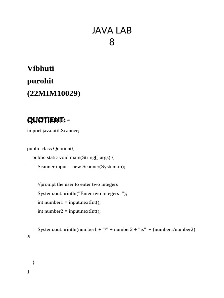 Java Lab 8 Docx Pdf Computer Programming Software Engineering