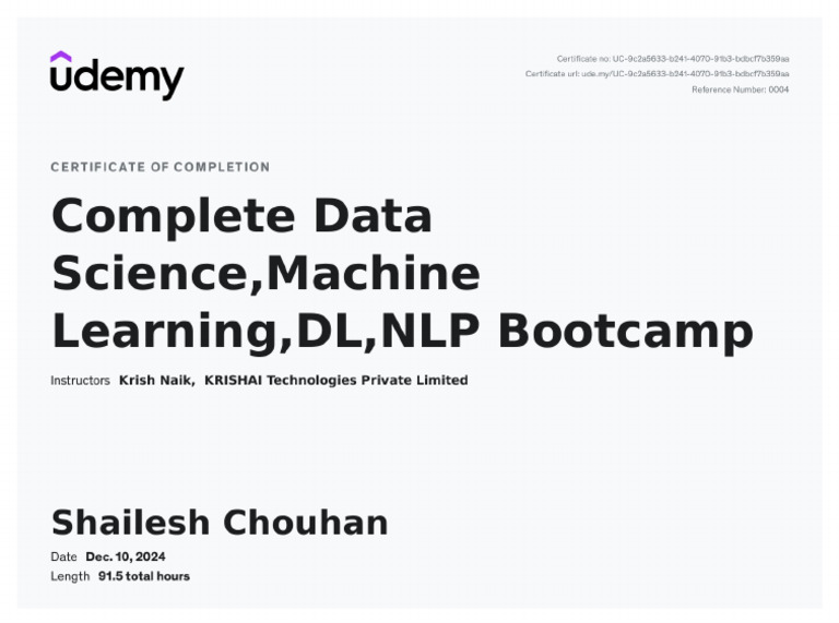 udemy certificate | PDF