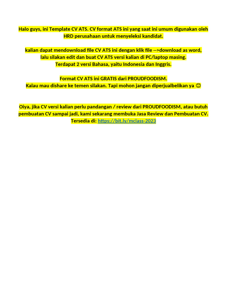 Template CV ATS (Gratis) | PDF