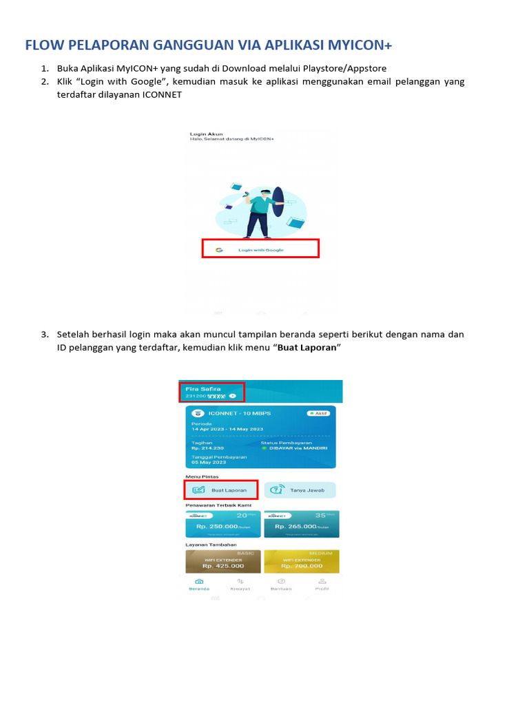 FLOW PELAPORAN GANGGUAN LAYANAN ICONNET VIA APLIKASI MYICON+ | PDF