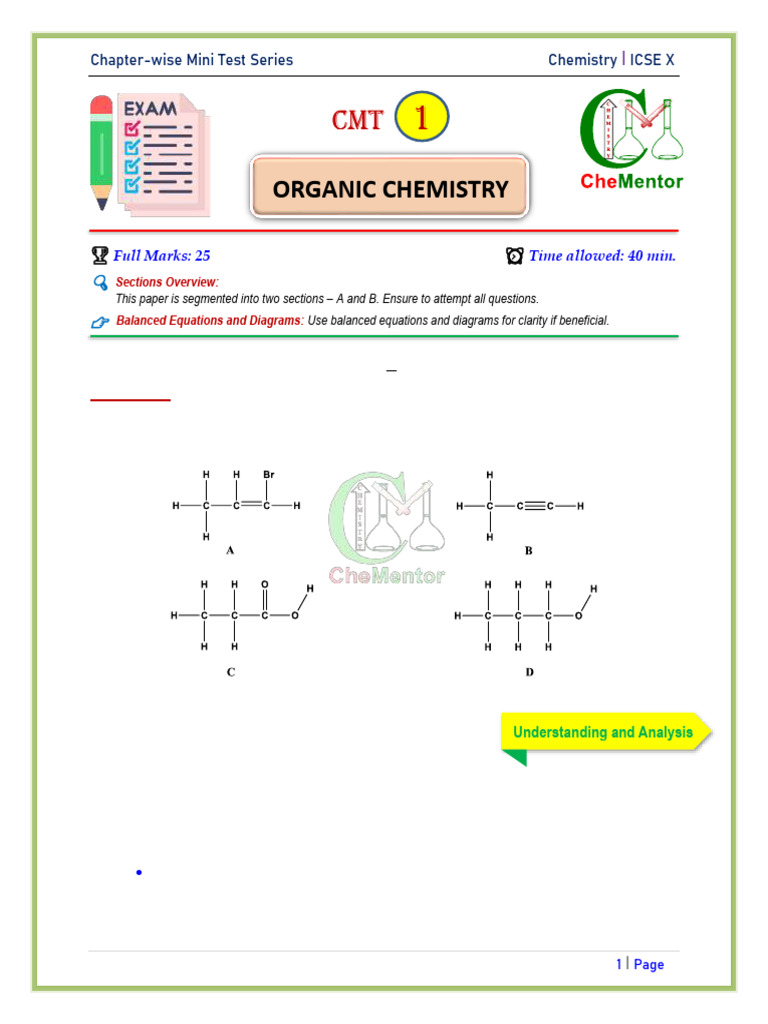 Sample File Icse Chapter Wise Mini Test Series Pdf Alkene Acetic Acid