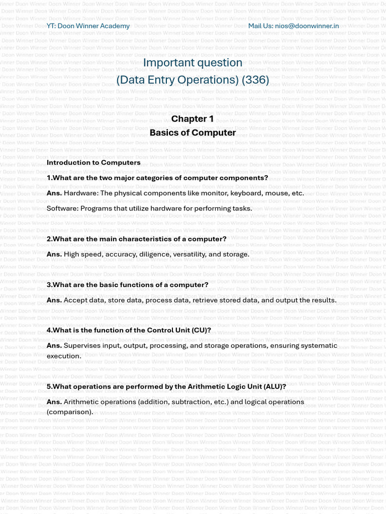 Important Question Data Entry Operation | PDF | Microsoft Word | Microsoft Excel