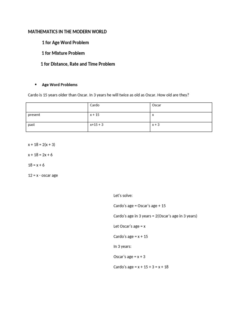 Math Word Problems Solutions | PDF | Speed | Mathematics