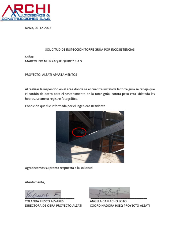 Solicitud de Inspección | PDF