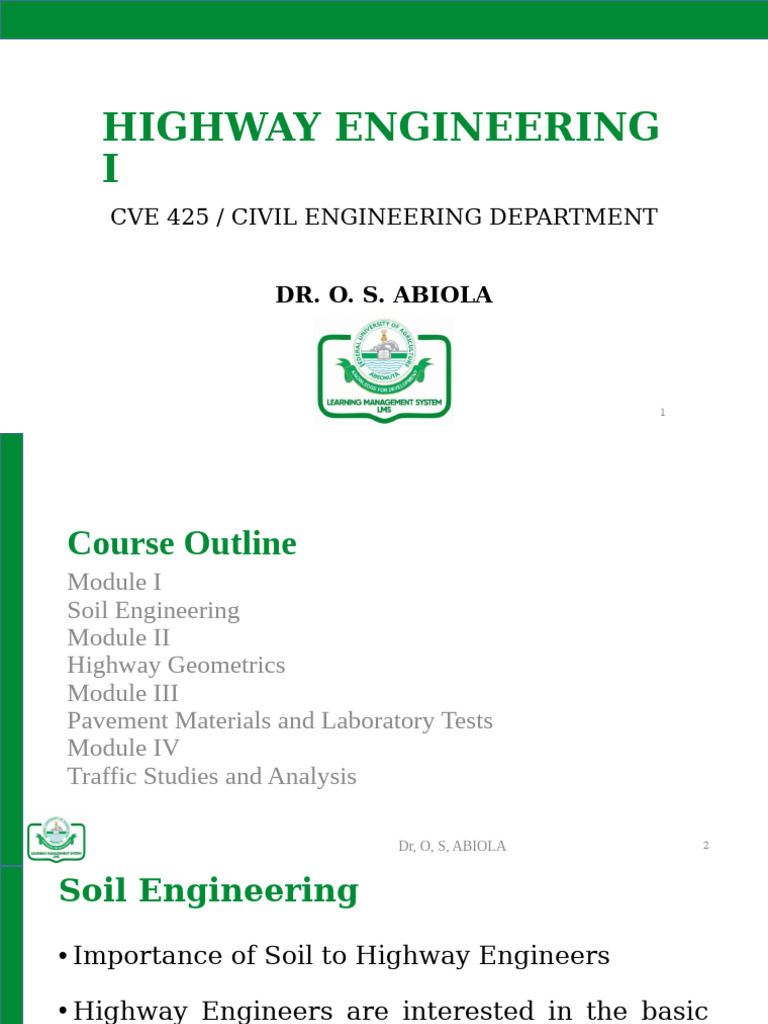 Cve 425 Highway Eng i | PDF | Gravel | Soil