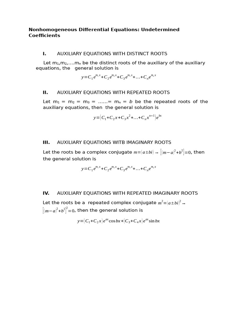 Nonhomogeneous Differential Equations Pdf Differential Calculus Algebra 