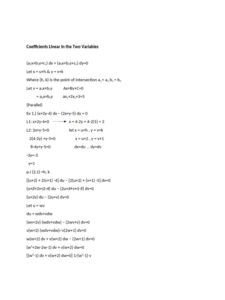 Coefficients Linear in The Two Variables | PDF