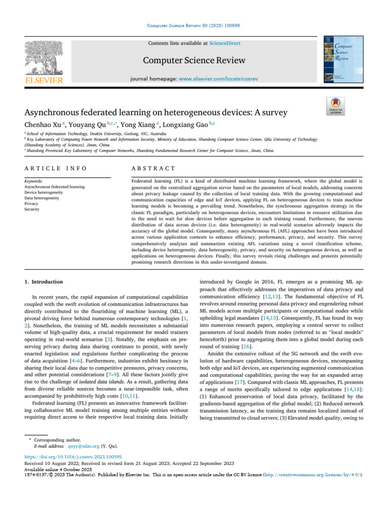 Asynchronous federated learning on heterogeneous devices A survey | PDF | Applied Mathematics ...