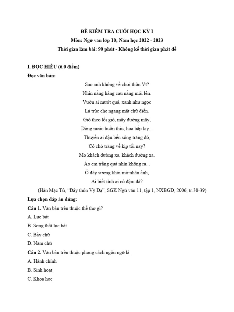 10 ĐỀ CK1 Lớp 10 CTST | PDF