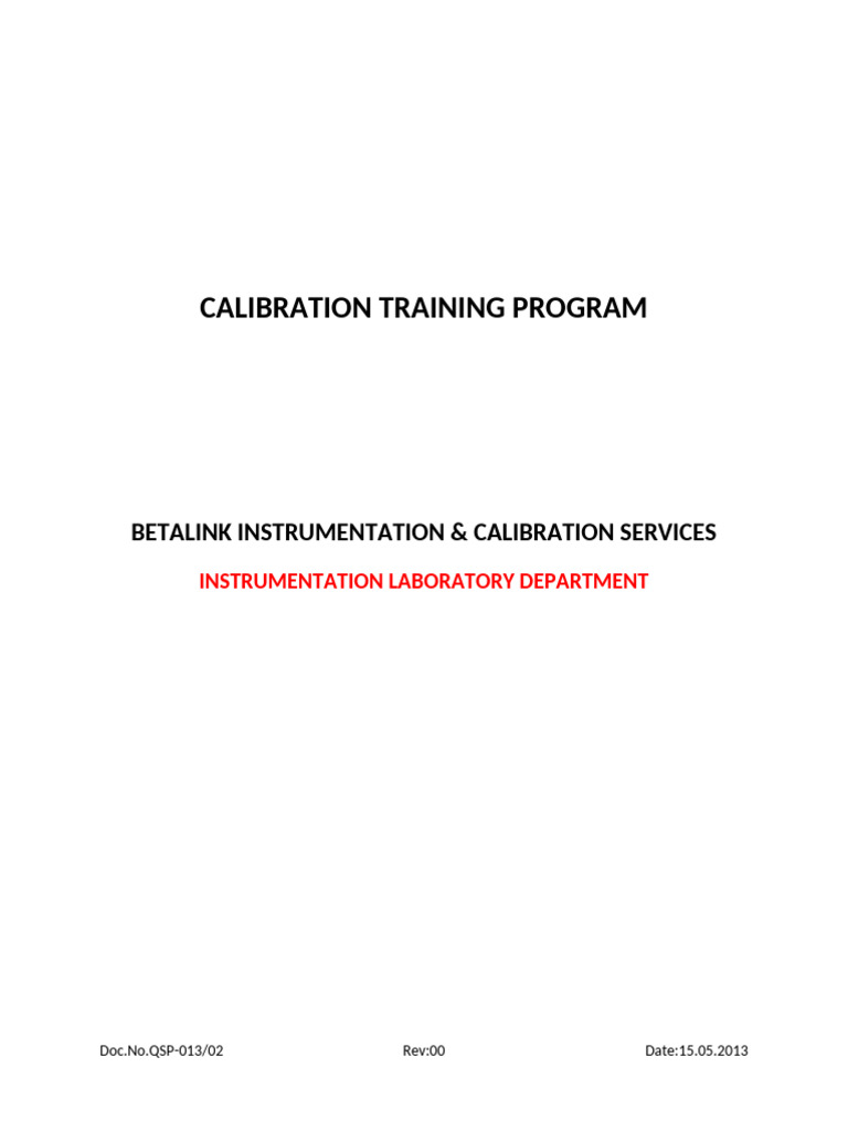 Calibration Training Program | PDF | Pressure Measurement | Calibration