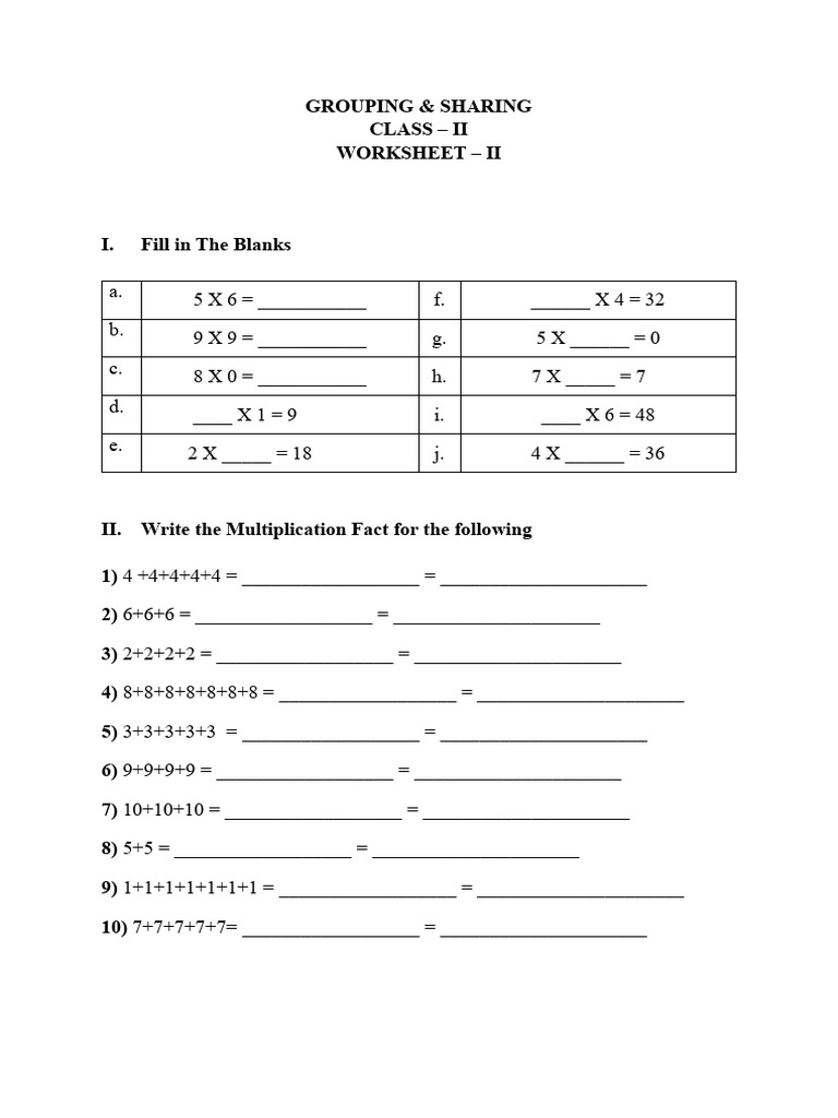 Grouping & Sharing Worksheet - 2 | PDF