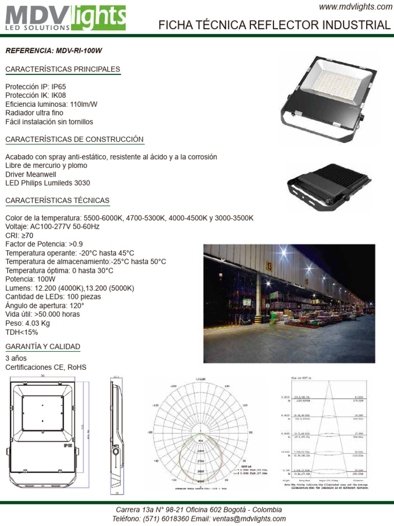 Ficha Tecnica Reflector 100W | PDF