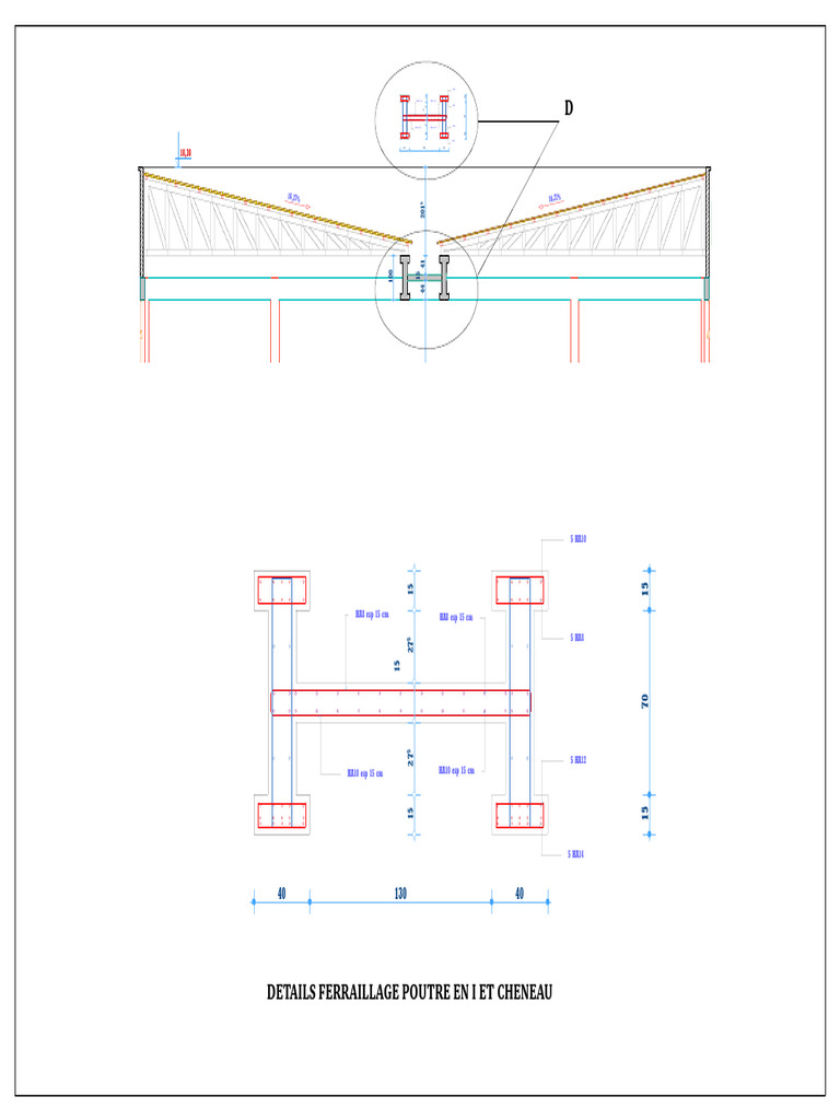 DETAILS FERRAILLAGE POUTRE EN I ET CHENEAU | PDF