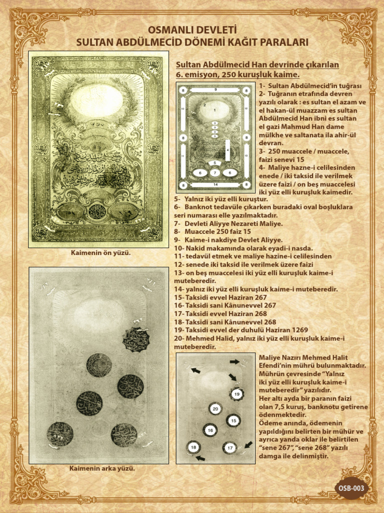 OSB-003-Abdülmecid 6. Emisyon 250 Kuruş | PDF