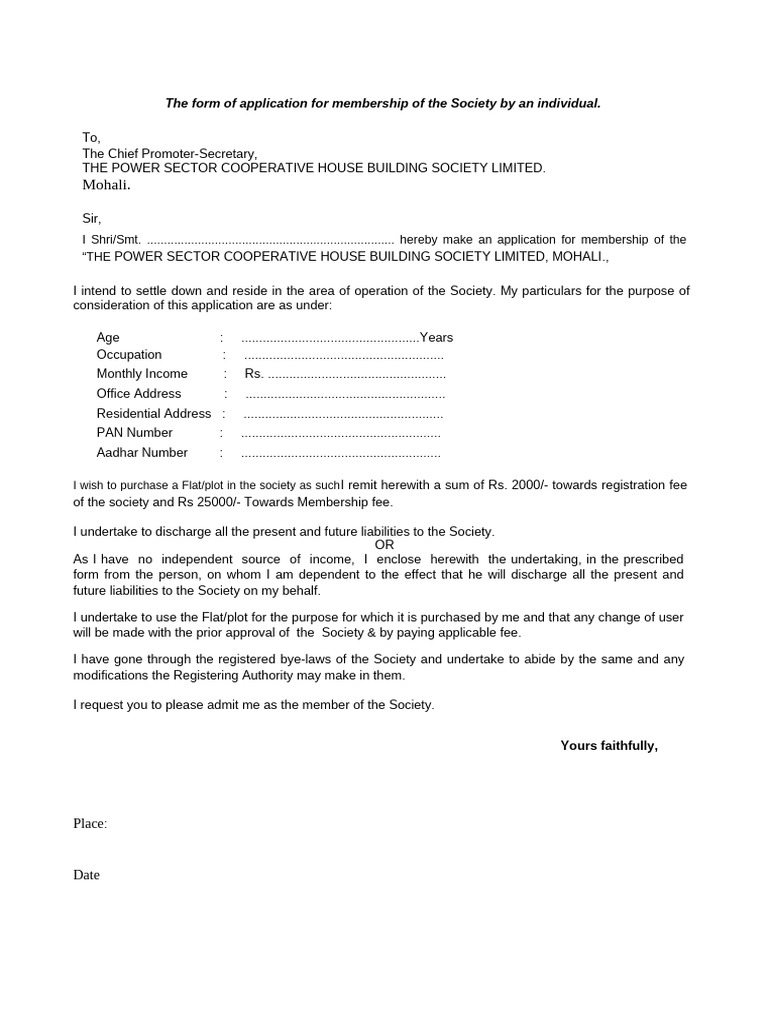 Society Membership Application Form | PDF