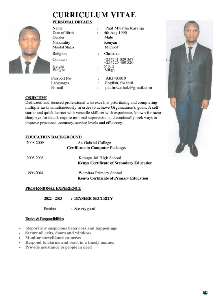 PAUL CV (1) .Pdf-Security - Labarer | PDF