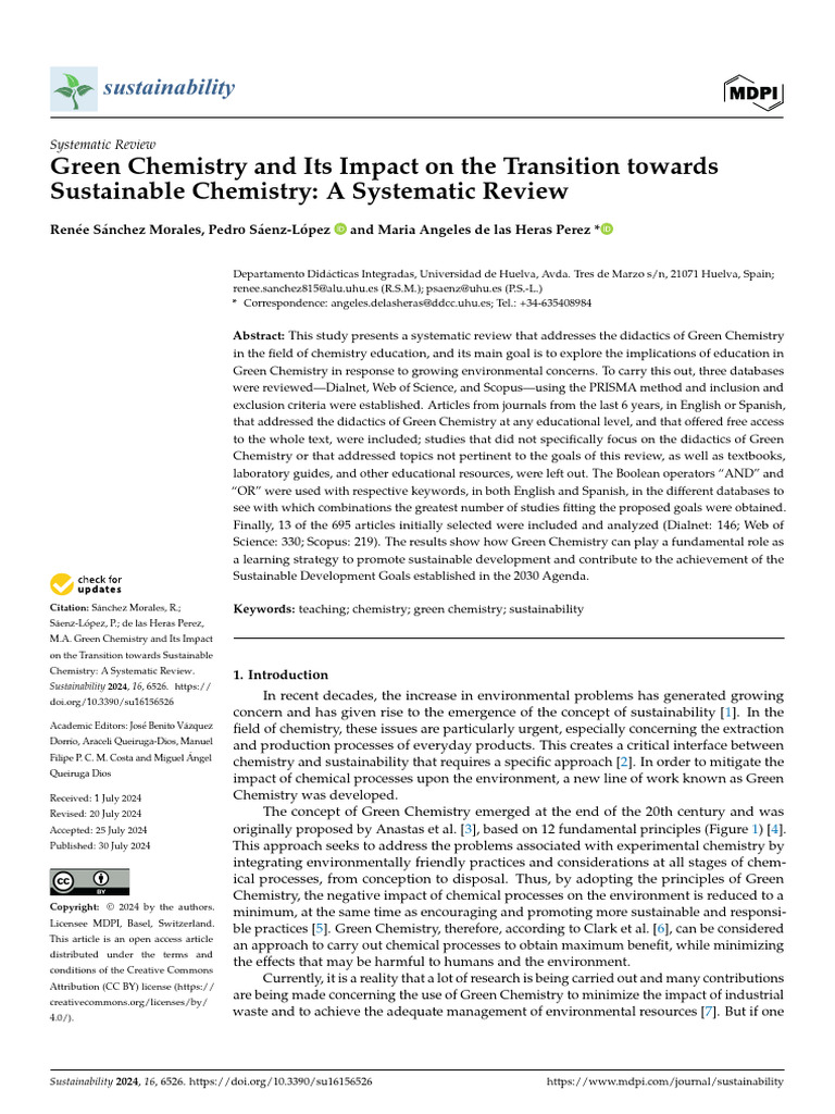 Sustainability 16 06526 v2 | PDF | Sustainability | Green Chemistry