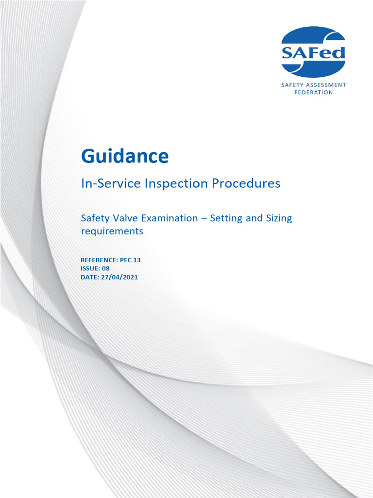 Safety Valve Inspection Guidelines PEC 13 | PDF | Valve | Boiler