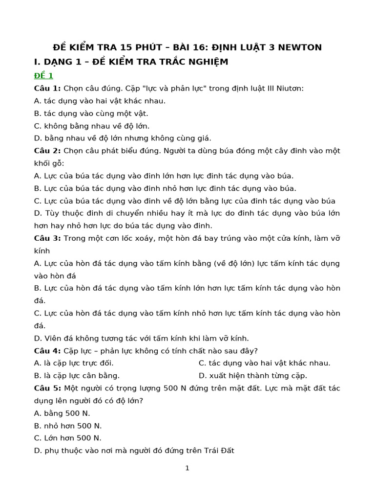Lí - Bài 16 | PDF