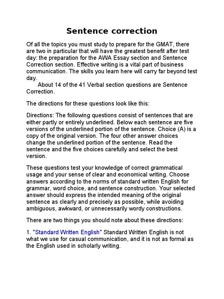 Sentence Correction | PDF | Grammatical Number | Adverb