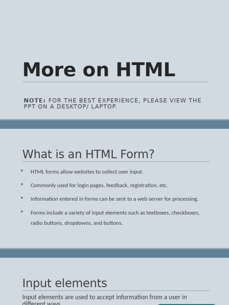 PPT1 - CB - VI - CS - More On HTML | PDF | Html | World Wide Web