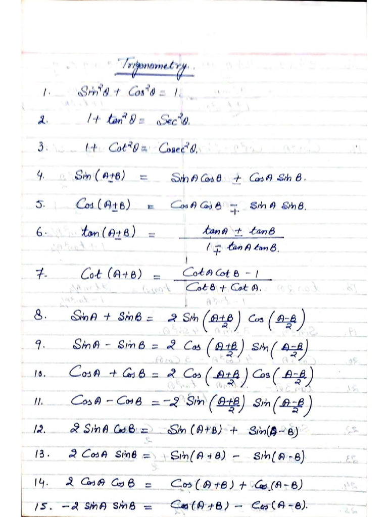 Trigometry Formulas | PDF