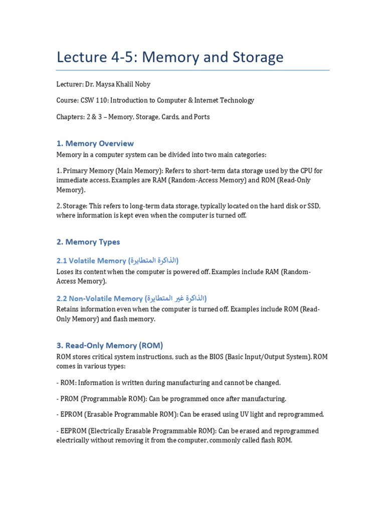 Lecture45memoryandstorage Pdf Random Access Memory Computer 