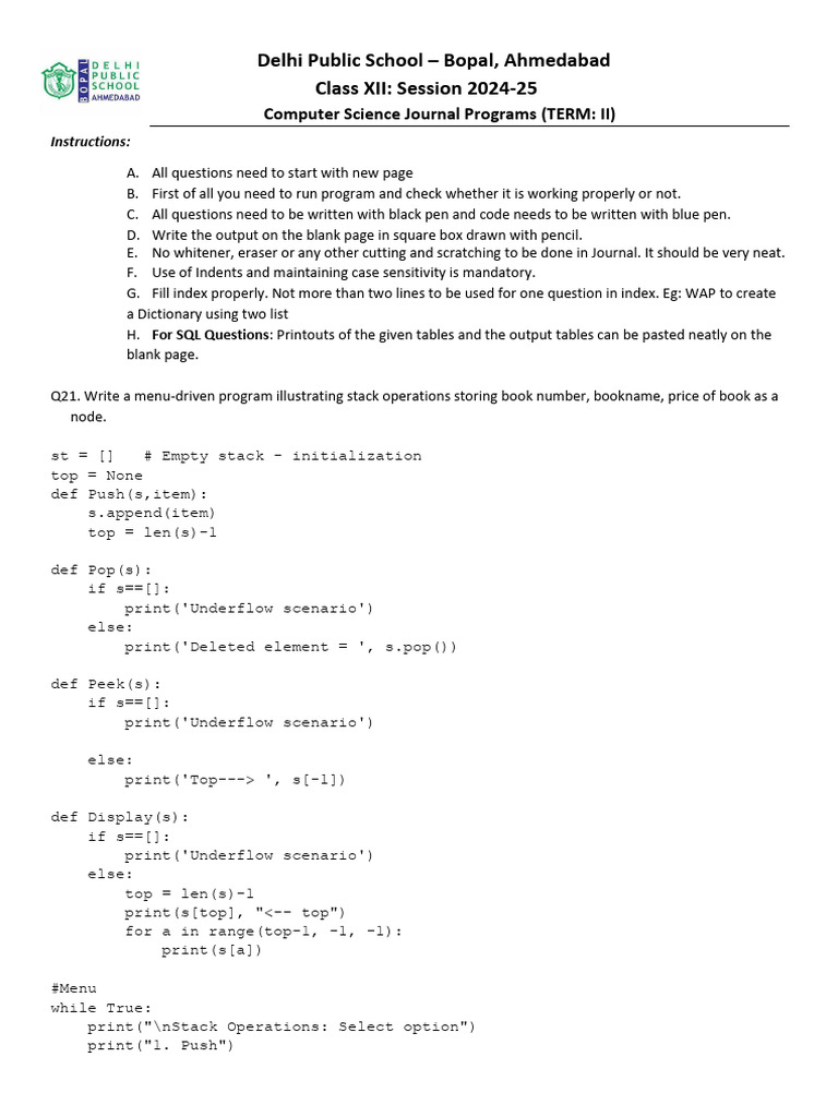 12CS JOURNAL PROGRAMS part-2 | PDF | Computer Programming | Computing