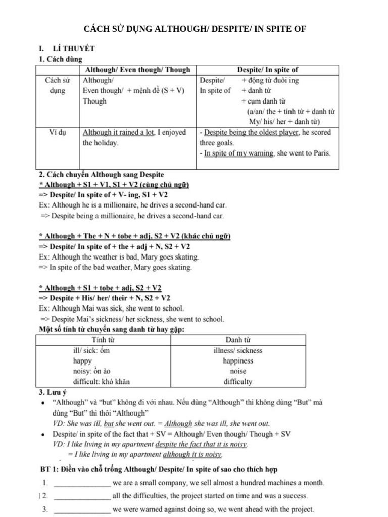 Chuyên Đề 1.Although | PDF