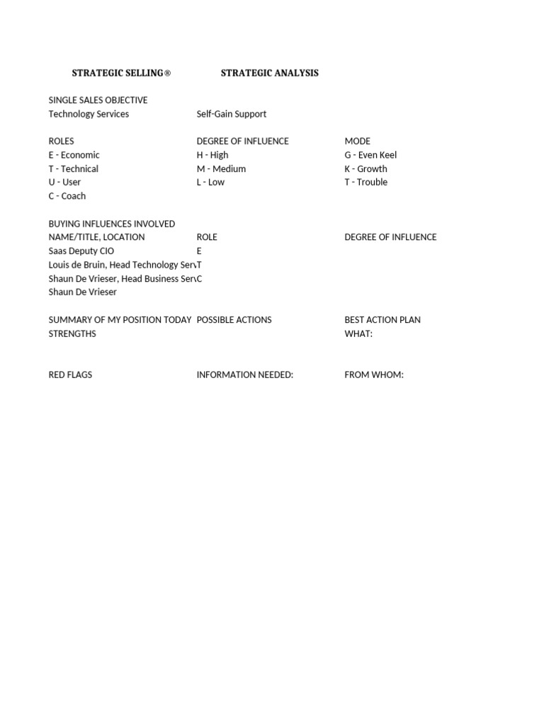 Strategic Analysis Blue Sheet | PDF