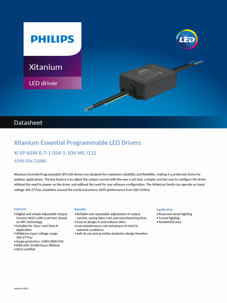 PHILIPS - 065W - Xi - EP - 65W - 0.7-1.05A - 1-10V - 48-86Vdc - WL ...