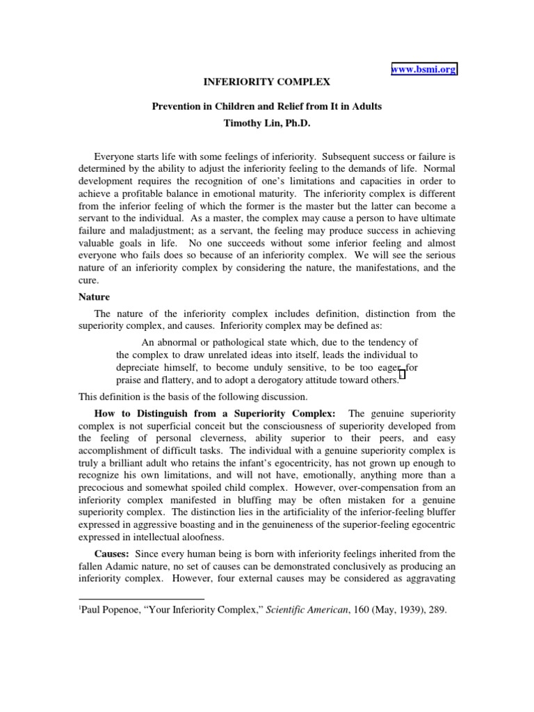 Inferiority Complex | PDF | Emotions | Aggression
