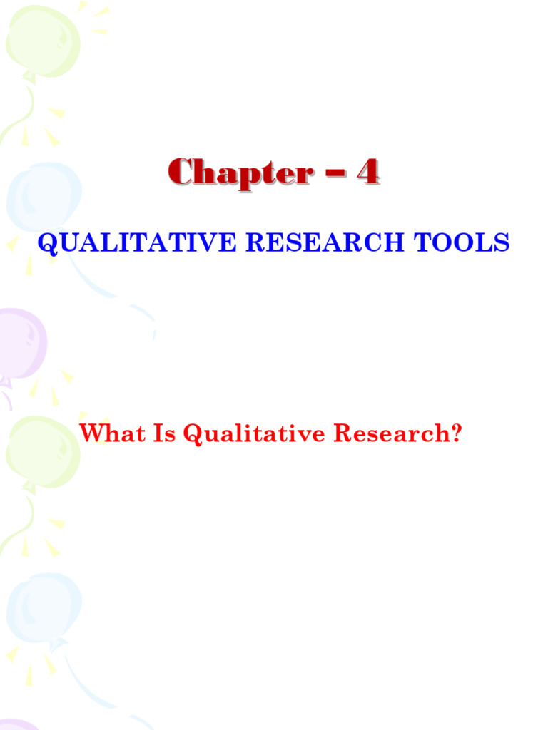 CH-4 - Qualitative Research Tools | PDF | Focus Group | Qualitative ...