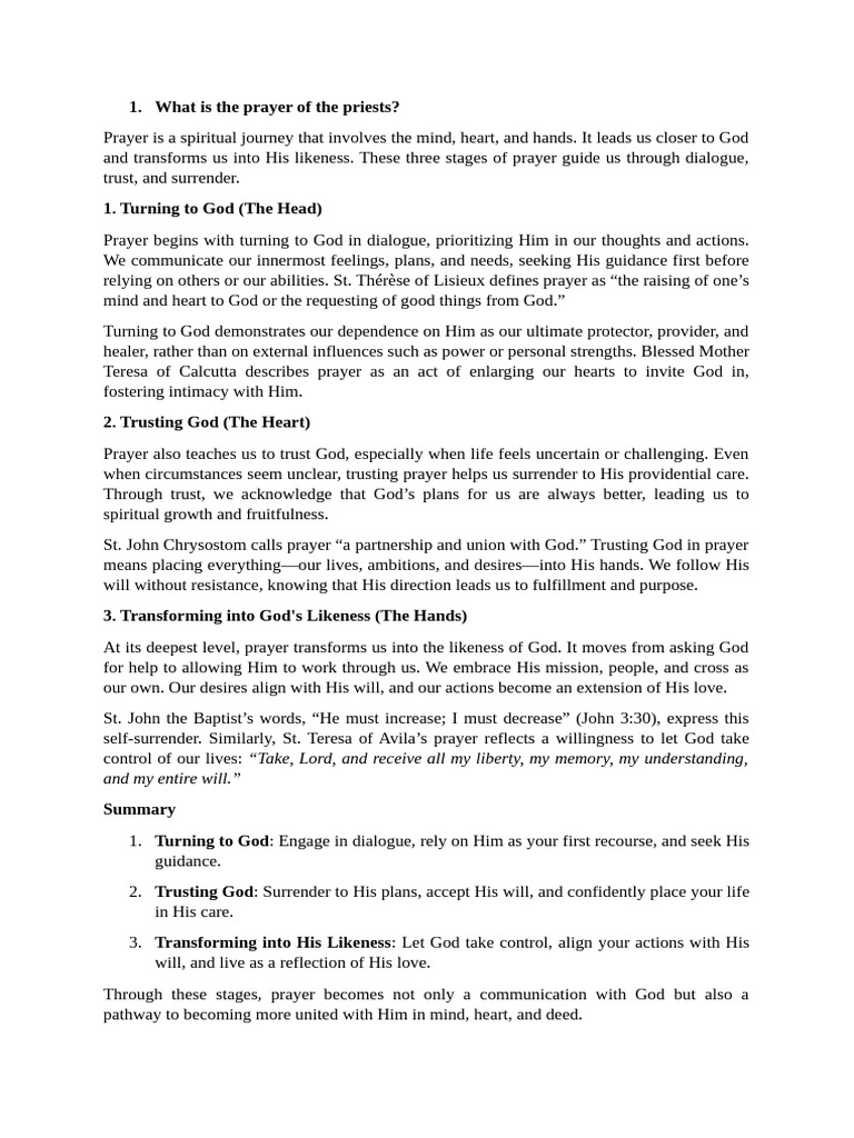 What Is The Prayer of The Priests | PDF | Jesus | Salvation