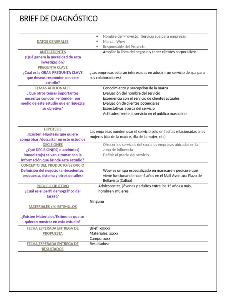 Brief Cliente Wow | PDF | Marca