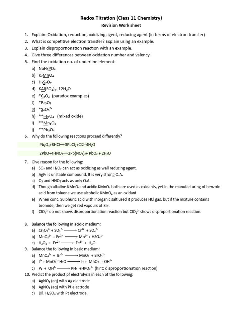 Redox Reactions and Disproportionation | PDF