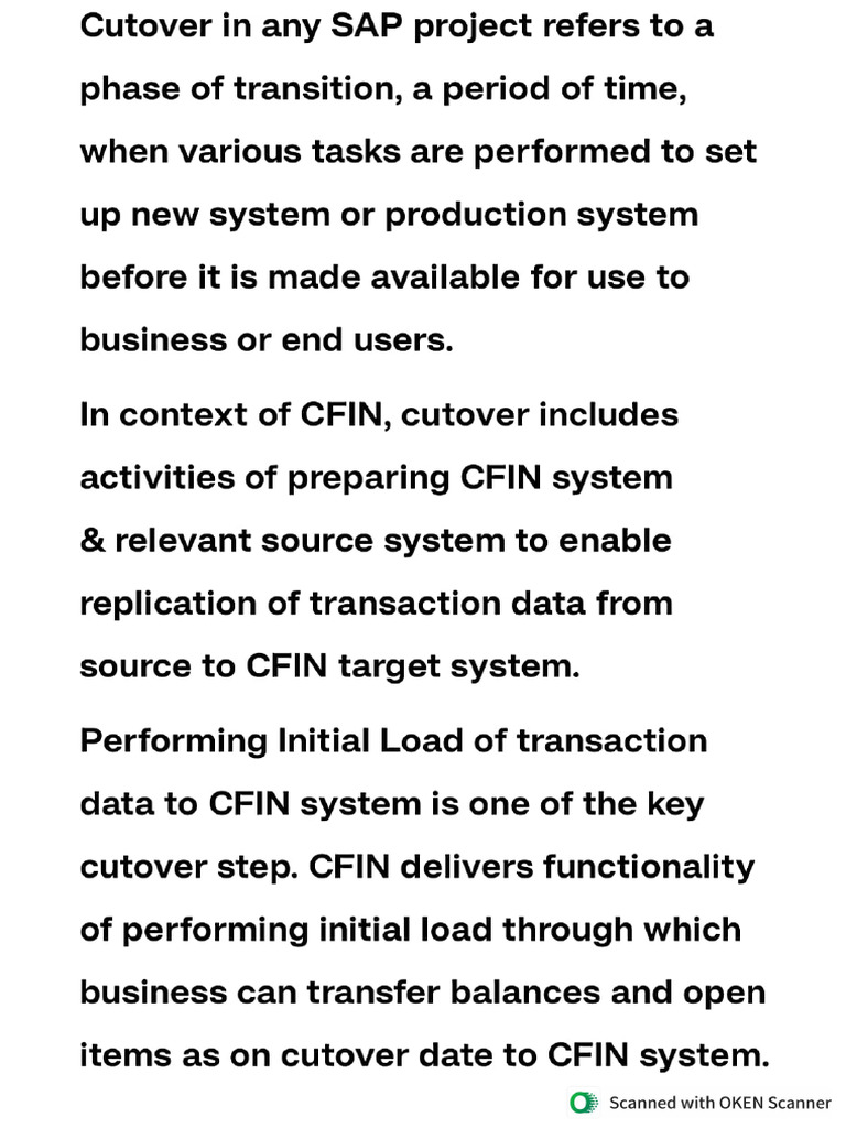 CFIN Cutover Activity | PDF