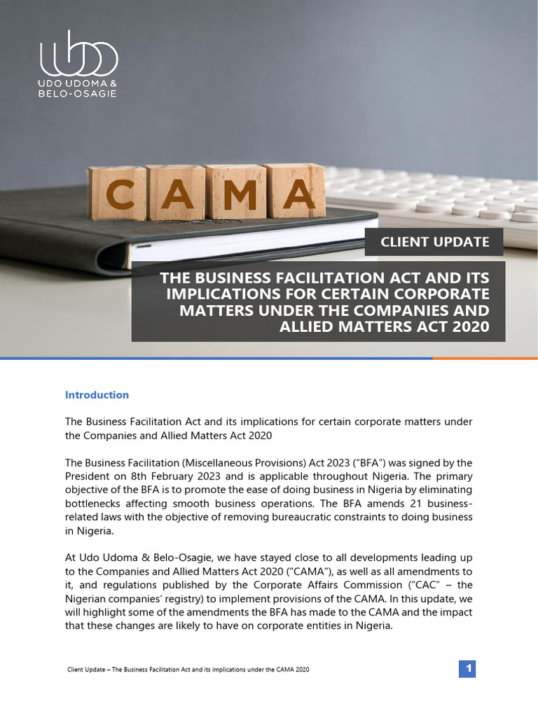 BFA Amendments to CAMA 2020 Explained | PDF | Securities (Finance ...