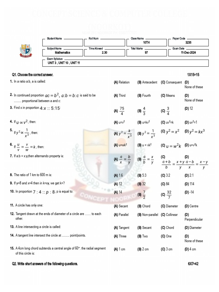 10th Math Progressive | PDF | Circle | Trigonometric Functions