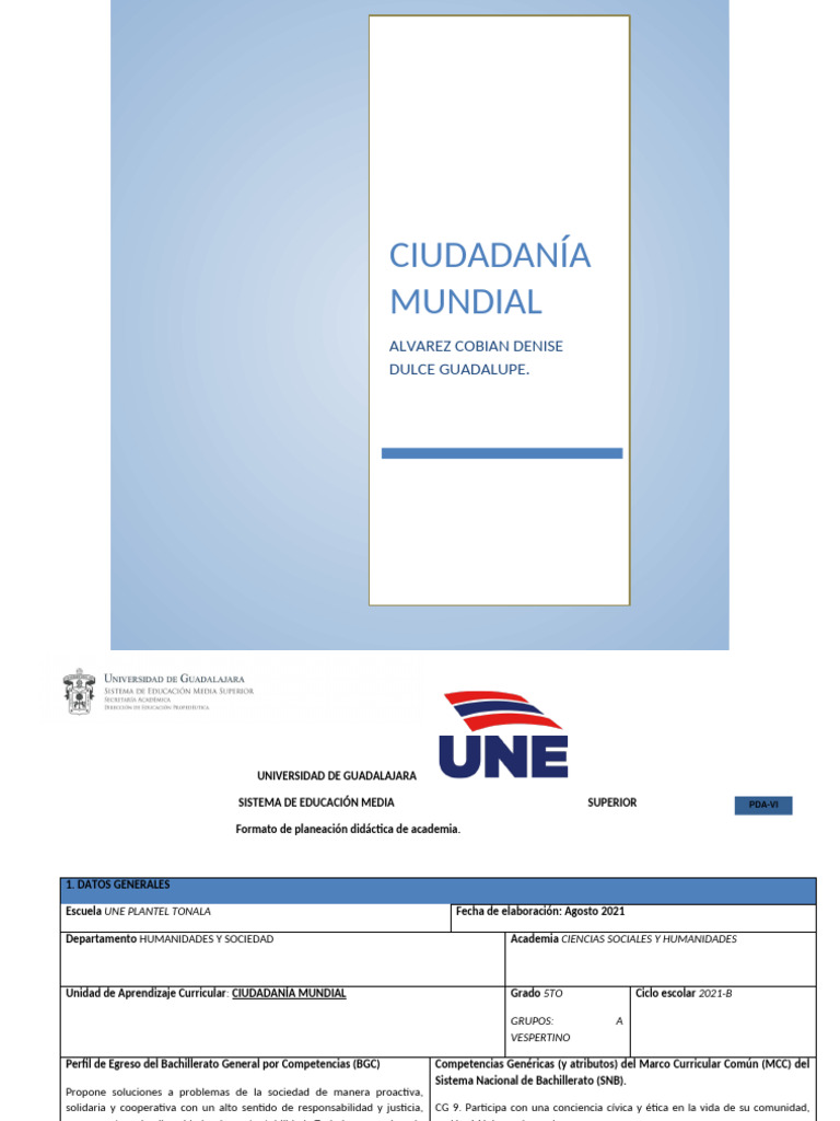 Planeacion 2021B BGC Ciudadanía Mundial | PDF | Multiculturalismo | Democracia