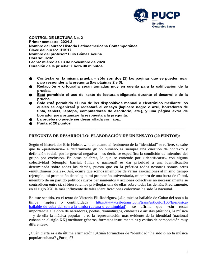 CONTROL DE LECTURA NO. 2 - AULA 0202 - Formato de Pruebas de Evaluación ...