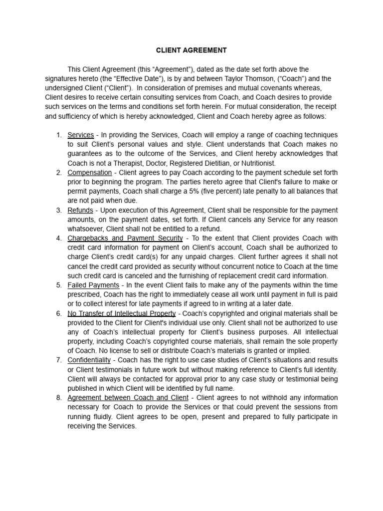 Client Agreement & Liability Waiver | PDF | Physical Fitness | Credit Card