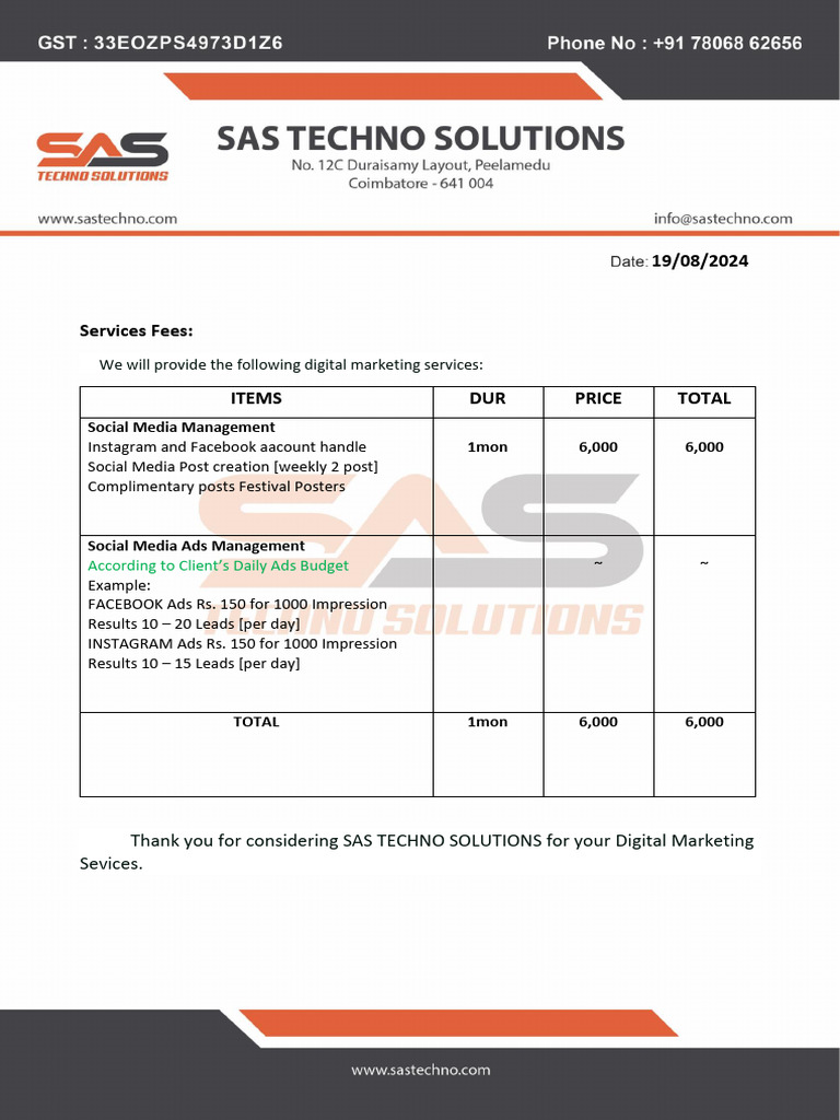 Sas Techno Solution Quotation 1 | PDF